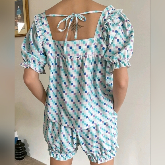 Dazy | Intimates & Sleepwear | Nwot 2piece Blue Plaid Pattern ...